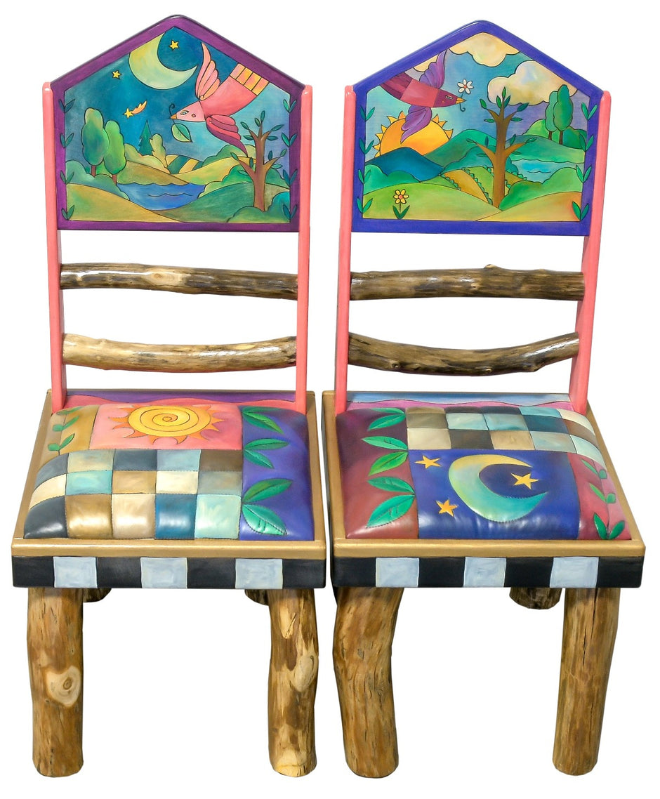 Sticks Chair Set with Leather Seats | Sticks Handmade